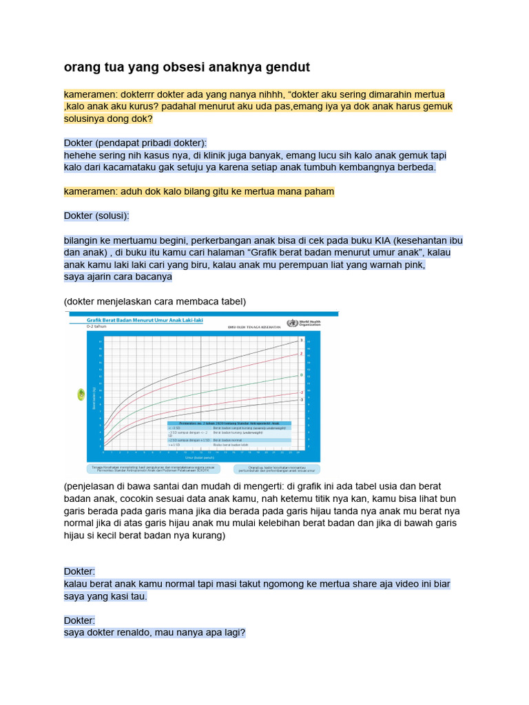 Skript Obsesi Anak Gendut & Mpasi Dini | PDF