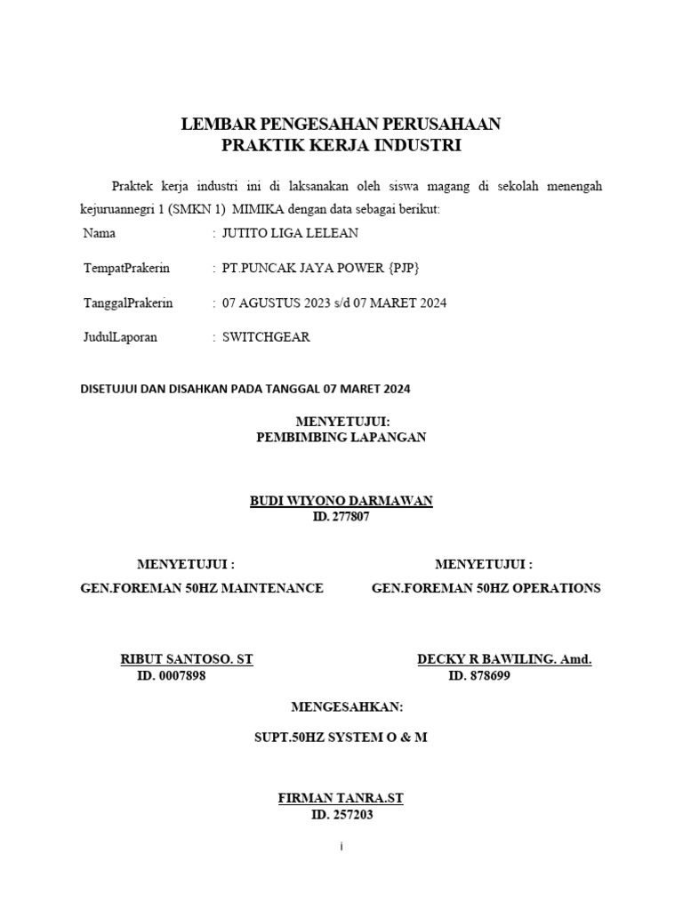 Lembar Pengesahan Perusahaan | PDF