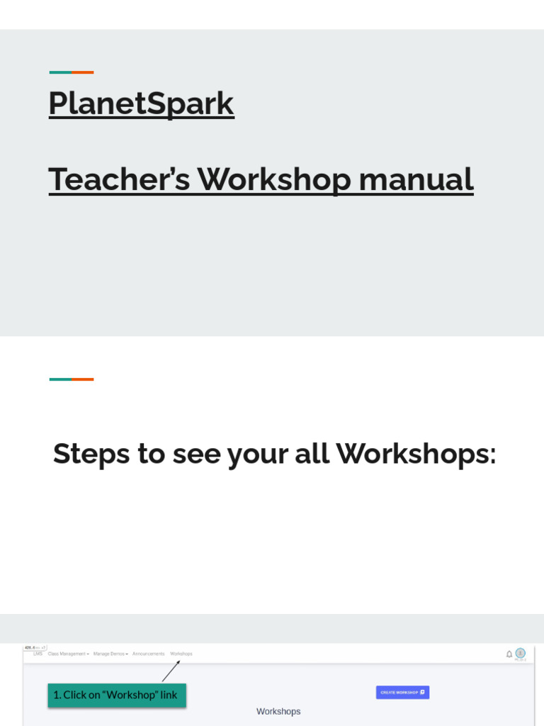 PlanetSpark Workshop Guide | PDF