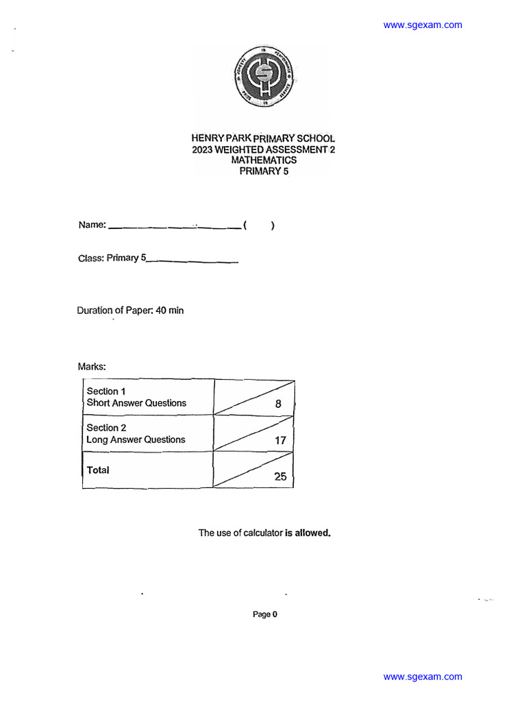 P5 Math WA2 2023 Exam Paper | PDF