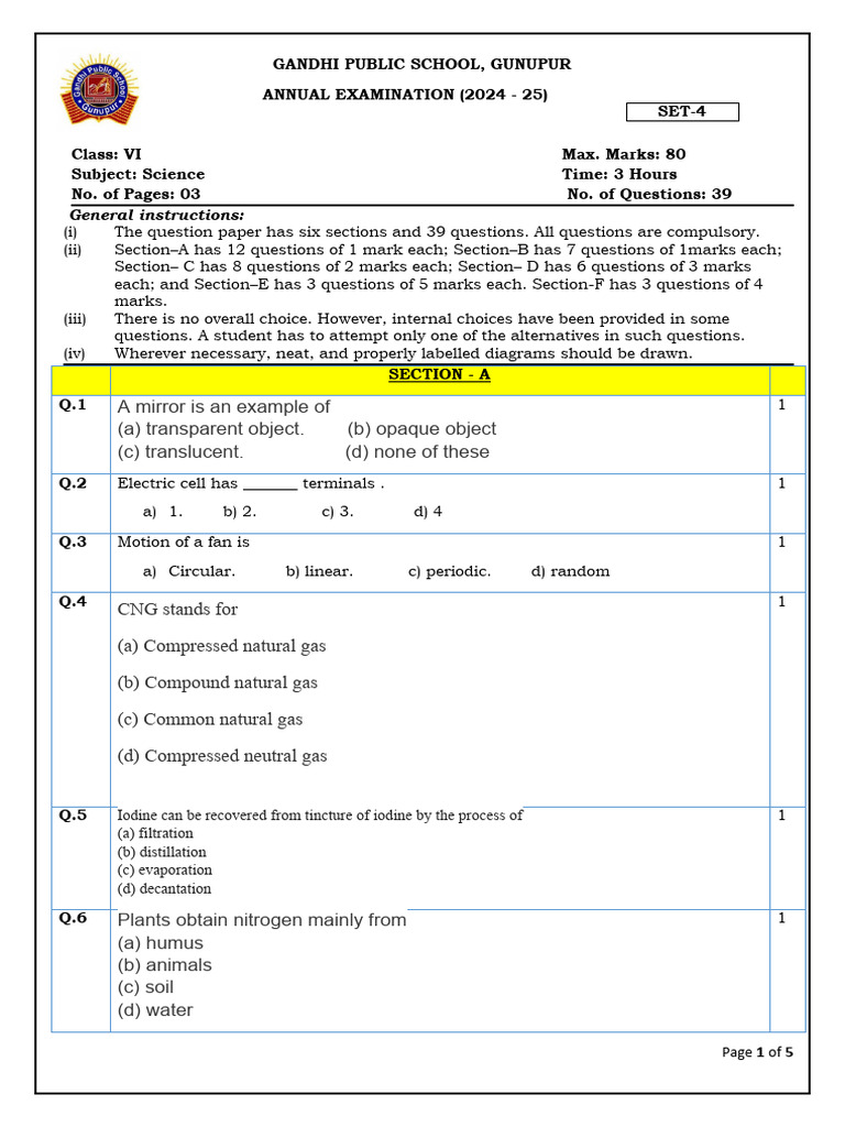 6th Model Qns Paper 4 | PDF | Magnet | Water