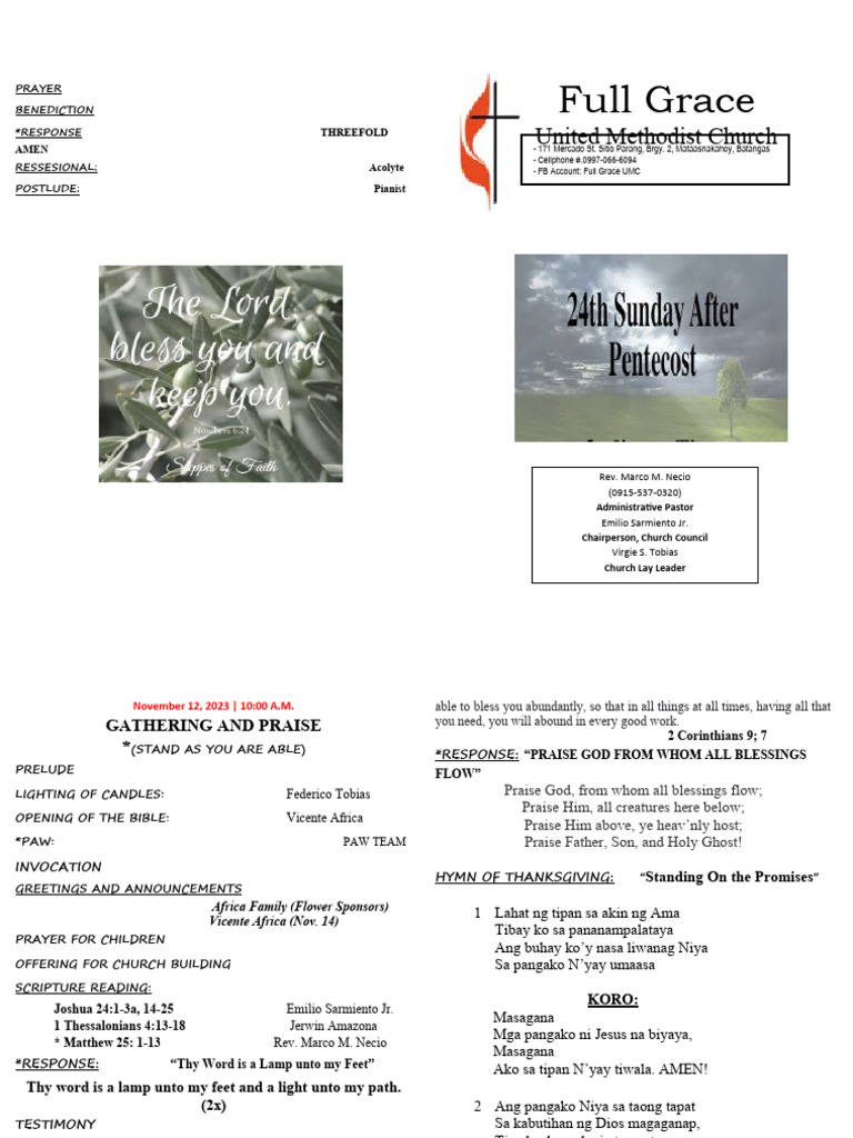 Contempo Liturgy Nov. 12 2023 | PDF | United Methodist Church | Worship