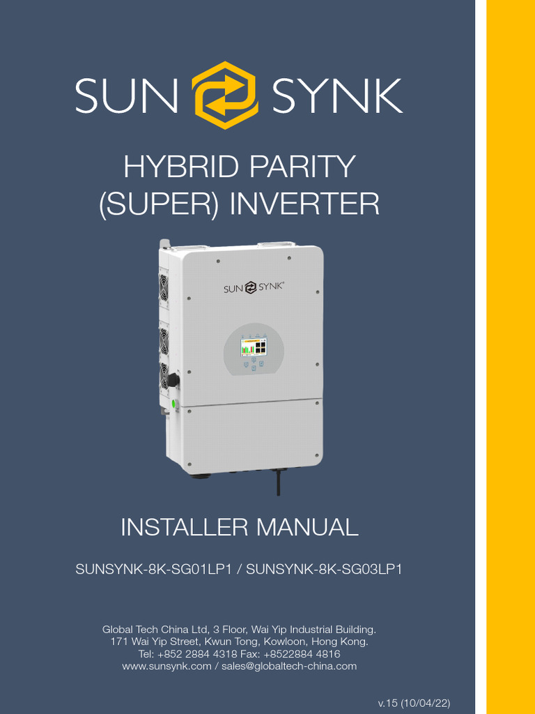 Sunsynk Hybrid-Inverter-8kW UserManual v15 English | PDF