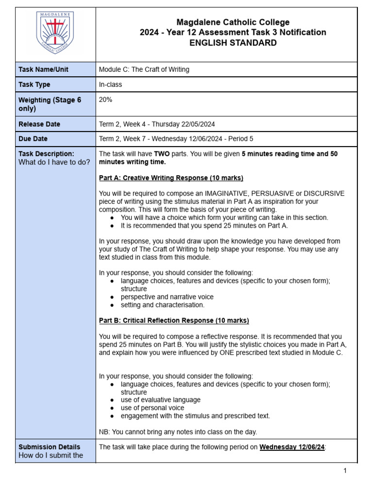 2024 HSC Standard English Task 3 | PDF | Learning | Teachers
