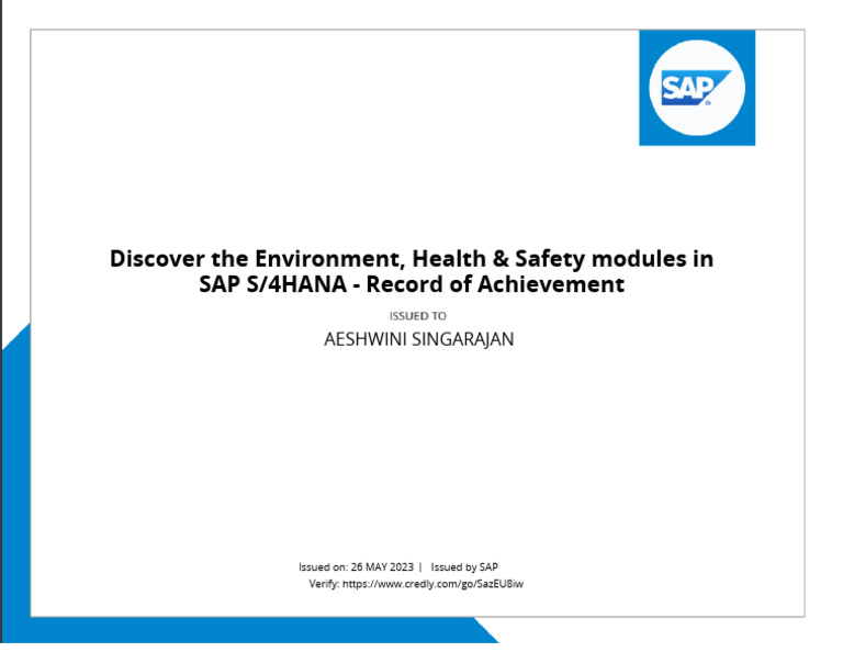 Discover the Environment Health Safety Modules in SAP S 4HANA Record of ...