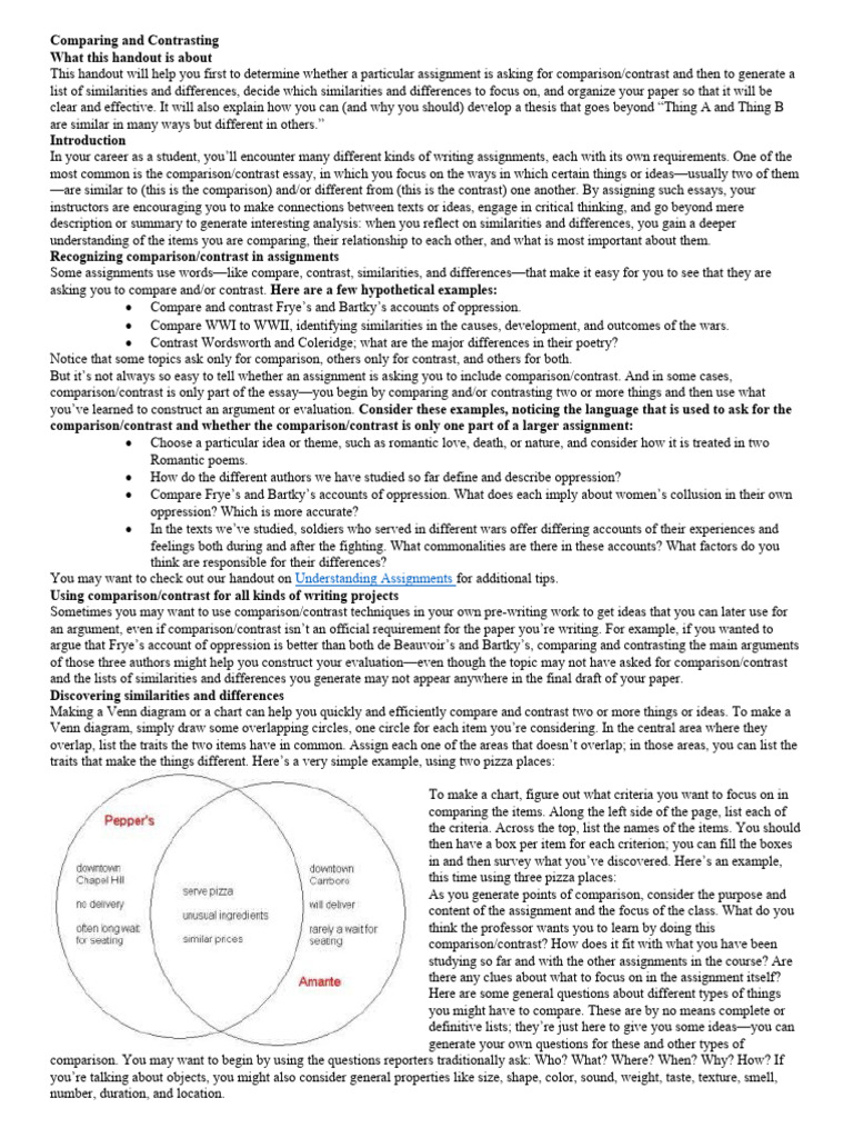 English - Comparing and Contrasting | PDF | Essays | Typefaces