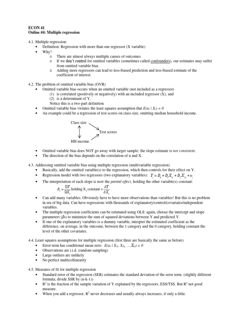 Handout 4 Multiple Regression | PDF | Linear Regression | Ordinary Least Squares