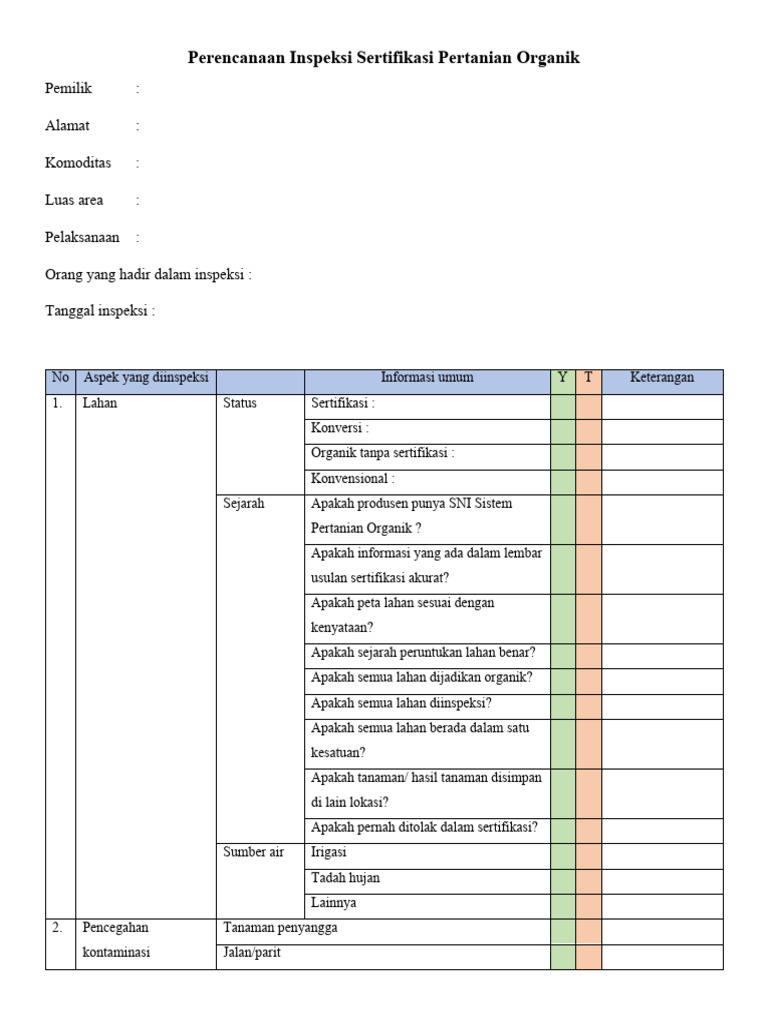 Format Perencanaan Inspeksi | PDF