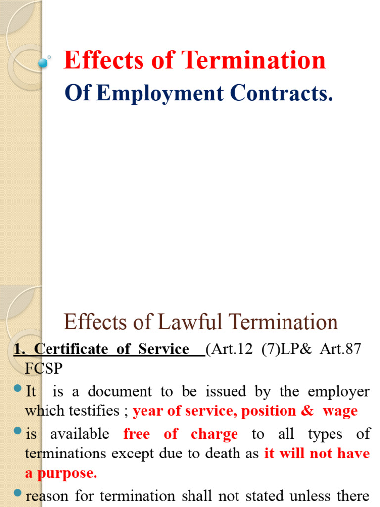 Employment Contract Termination Effects | PDF | Employment | Salary