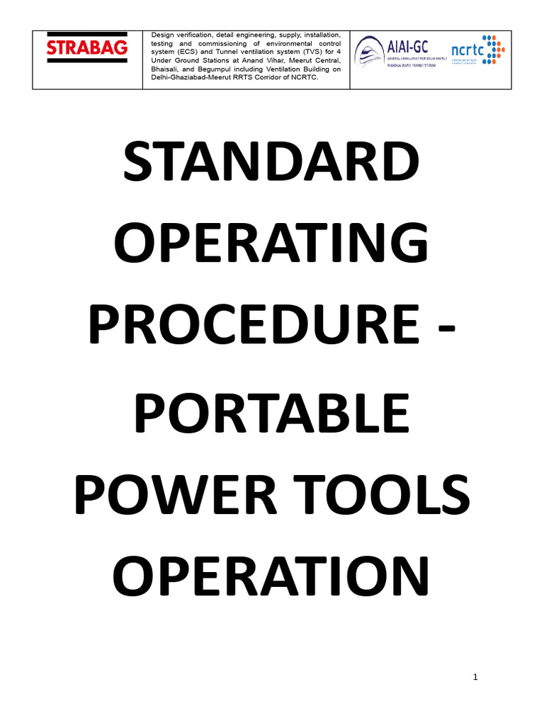 SOP of portable power tools | Download Free PDF | Personal Protective ...