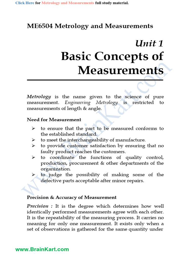 Metrology & Measurement Guide | PDF | International System Of Units | Accuracy And Precision