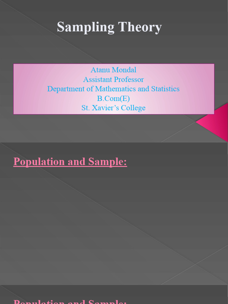 Sampling Theory | PDF | Standard Error | Sampling (Statistics) Sampling Theory | PDF | Standard Error | Sampling (Statistics)