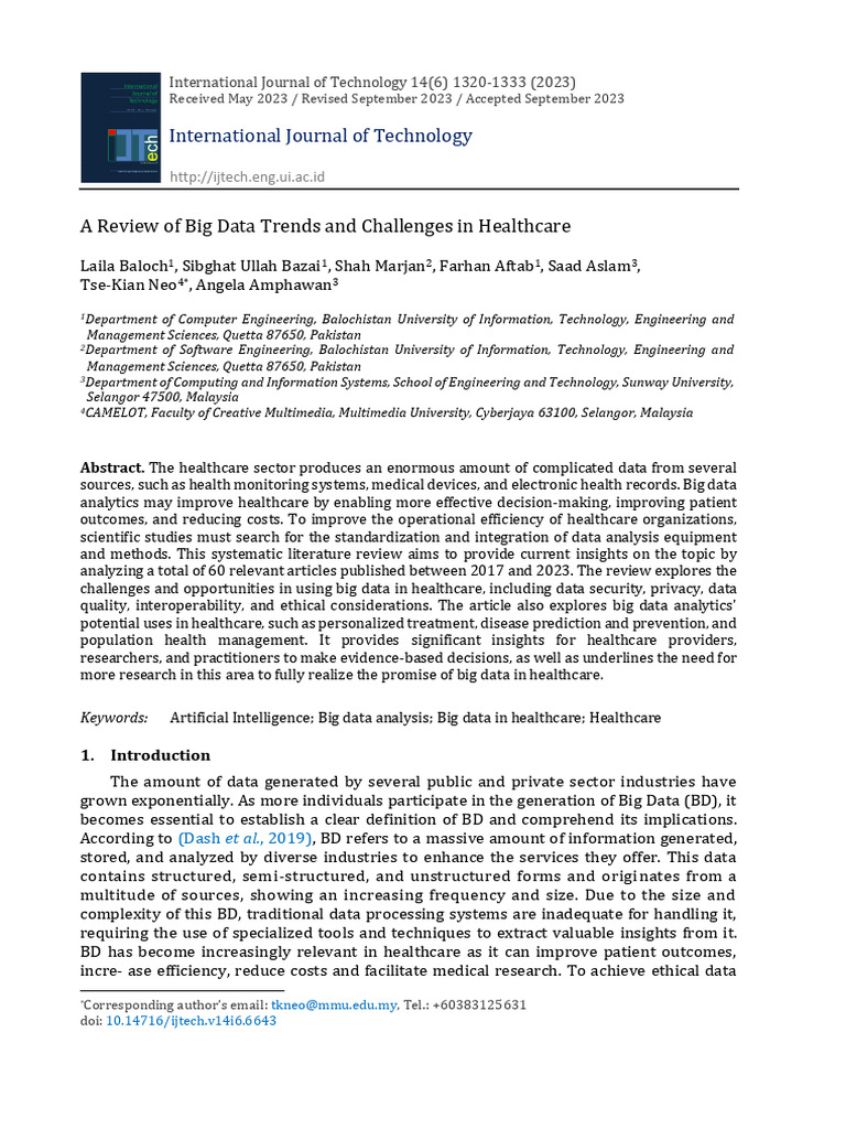A Review of Big Data Trends and Challenges in Healthcare | PDF | Big Data | Health Care