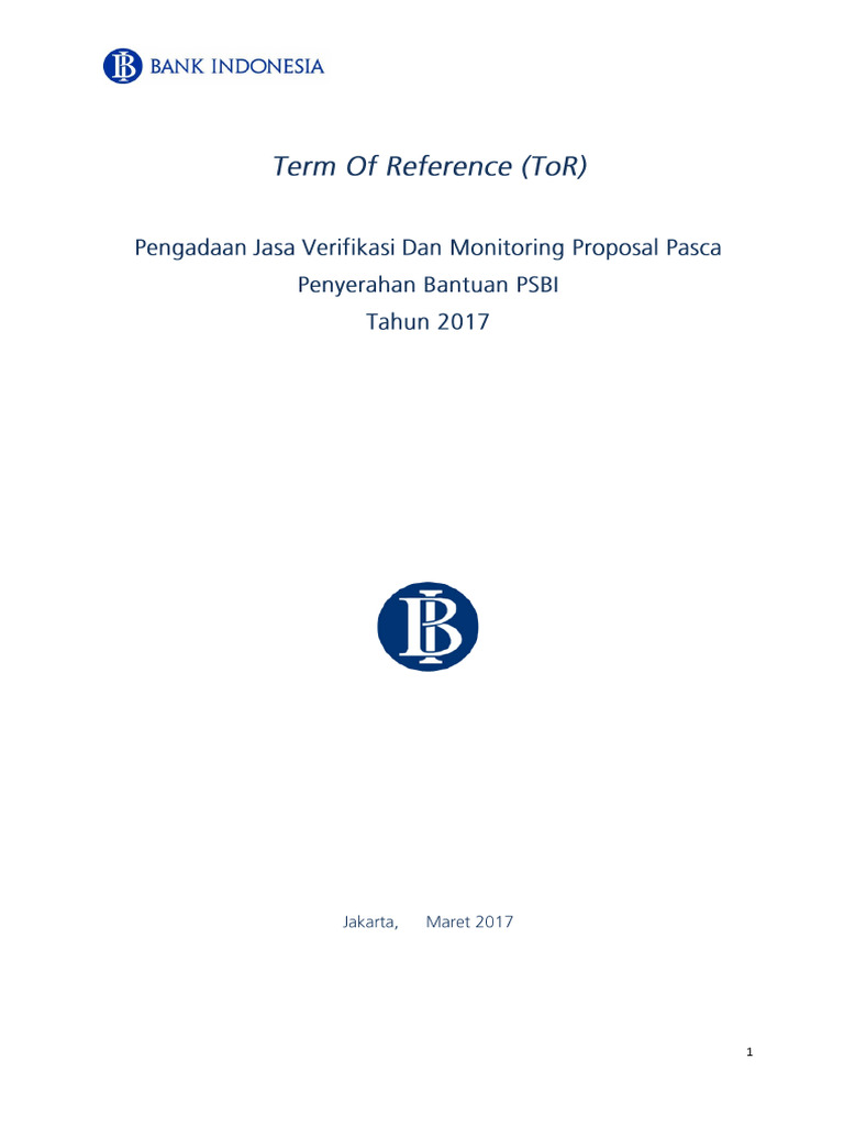 TOR Pengadaan Jasa Verifikasi PSBI - Lampiran RFI | PDF