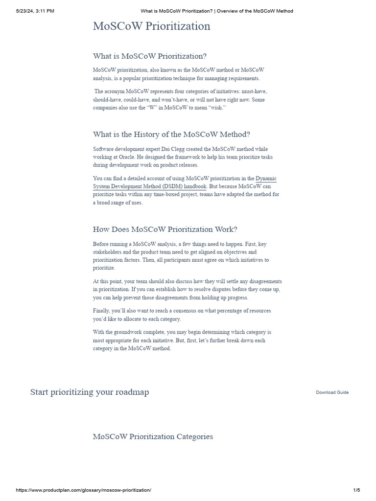 Artigo - MoSCoW Method | Download Free PDF | Methodology | Cognition