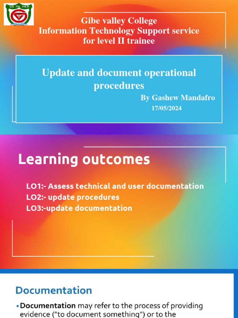 Update-And-Document-Operational-Procedures. For Gebe Valley | PDF