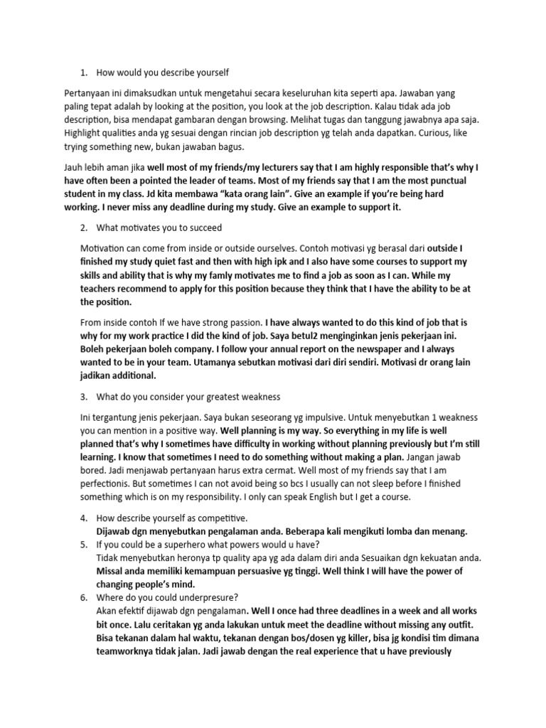 How Would You Describe Yourself | PDF