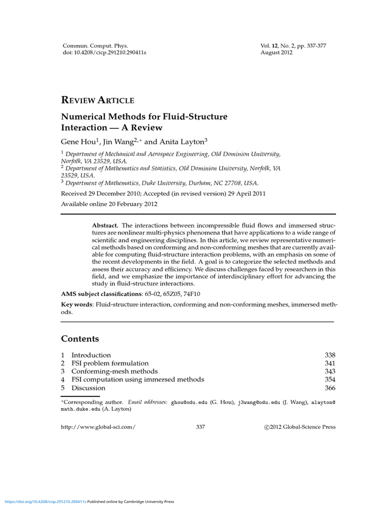 Numerical Methods for Fluid Structure Interaction a Review | PDF ... Numerical Methods for Fluid Structure Interaction a Review | PDF ...