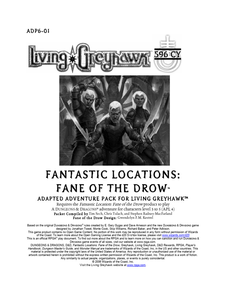 ADP6-01 Fane of The Drow | PDF | Dungeons & Dragons | Wizards Of The Coast