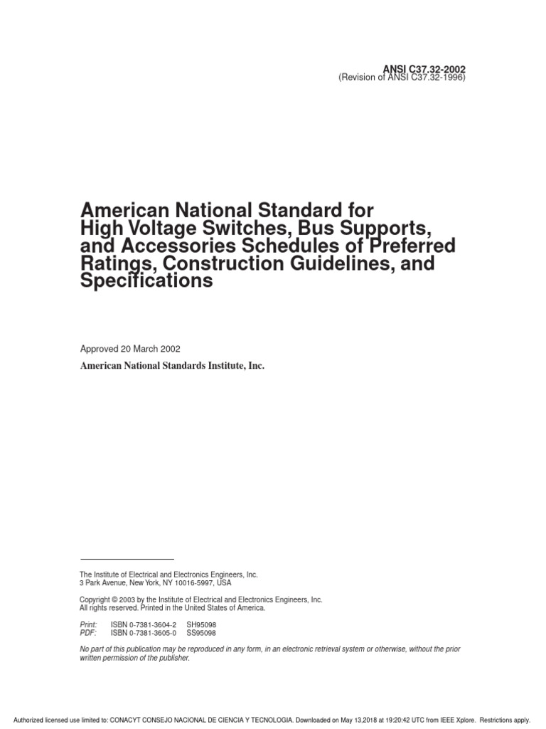 ANSI C37.32-2002 American National Standard For High Voltage Switches ...