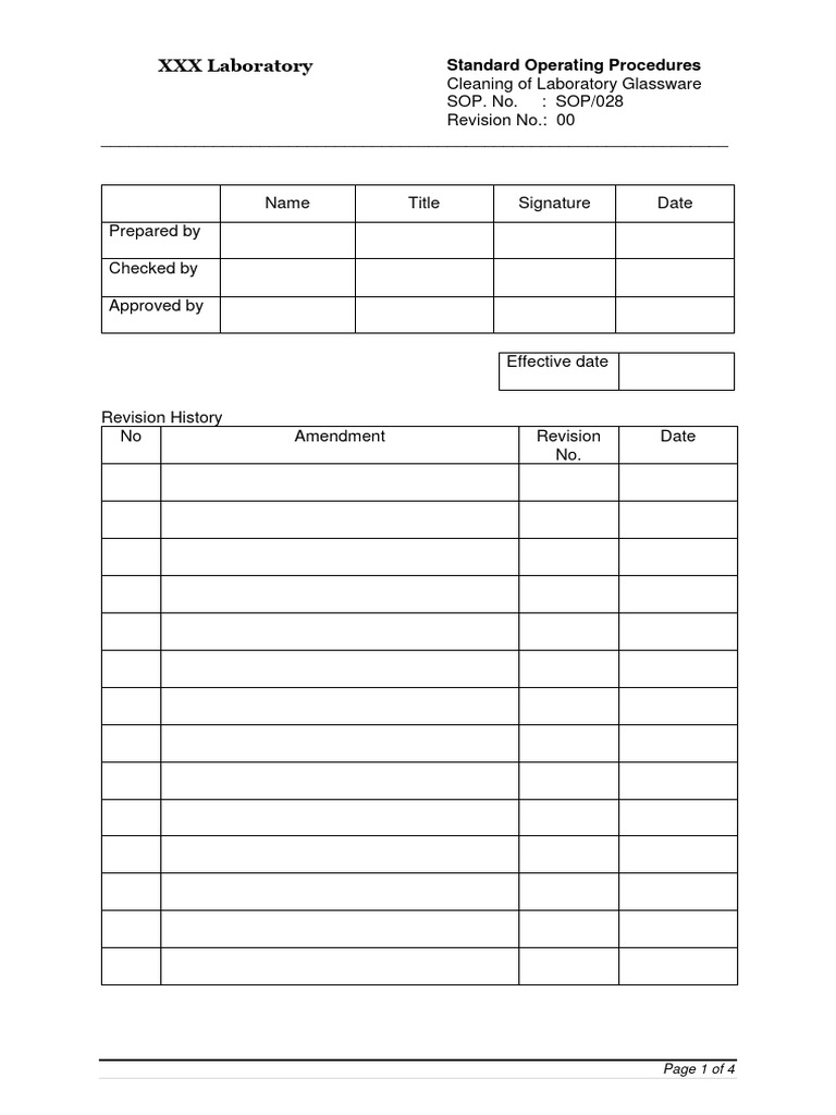 SOP for Cleaning Laboratory Glassware | PDF | Sodium Hydroxide ...