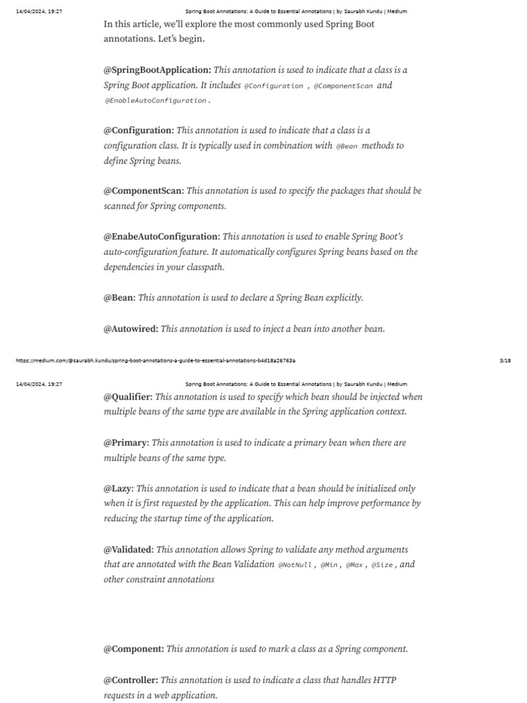 Spring Boot Annotations A Guide To Essential Annotations By Saurabh