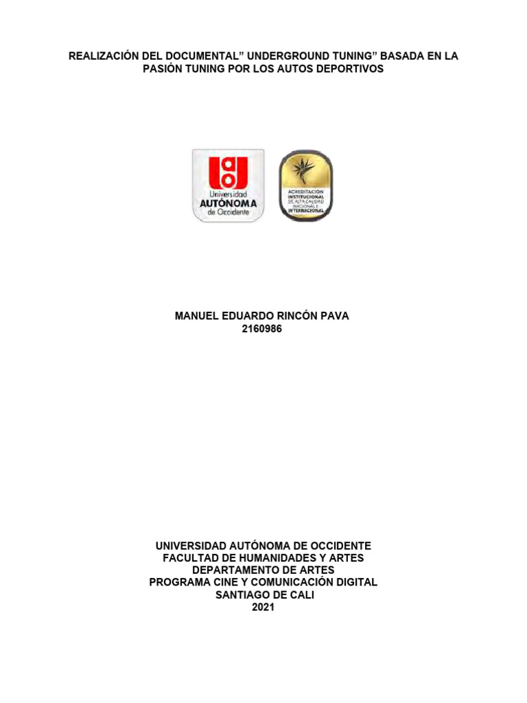 T10577 - Realización Del Documental "Underground Tuning" Basada en La Pasión Tuning Por Los ...