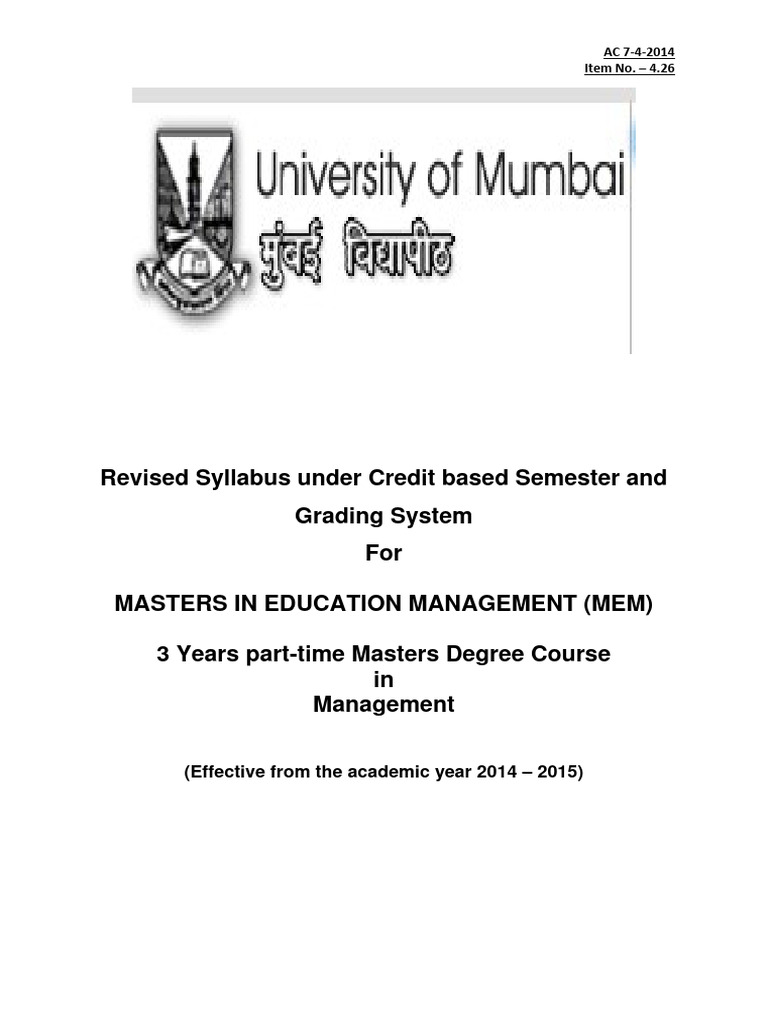 4.26 Masters in Education Management (MEM) | PDF | Profit (Economics ...