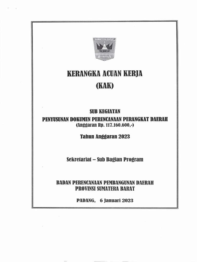KAK Dan PO Tahun 2023 Sub Bagian Program | PDF