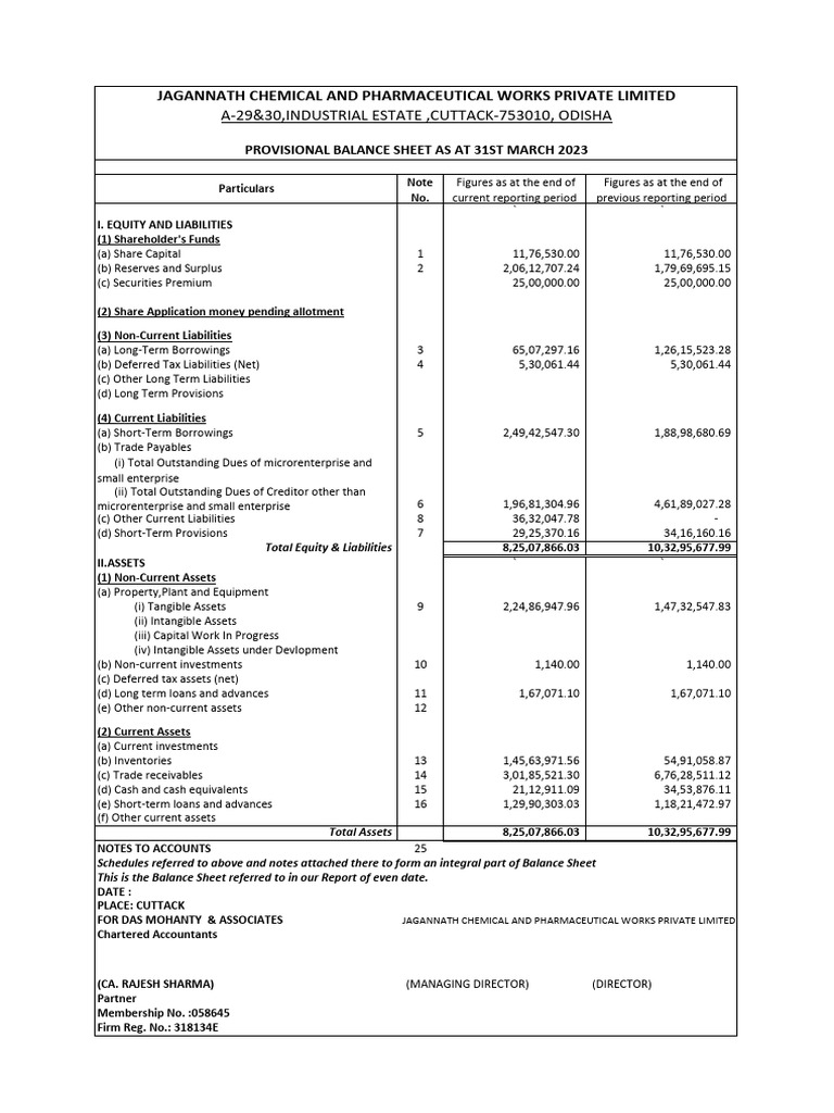 Provisional Balance Sheet as of March 2023 | PDF | Balance Sheet ...