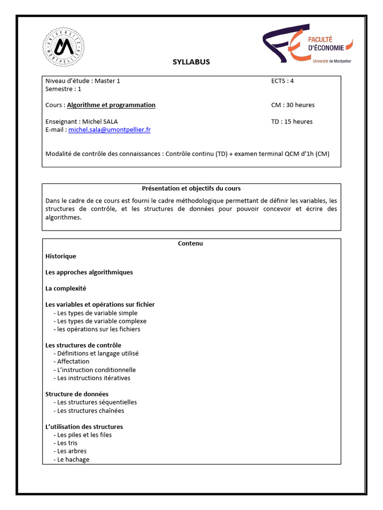 Algorithme Et Programmation | PDF | Méthodes et références pédagogiques | Ordinateurs
