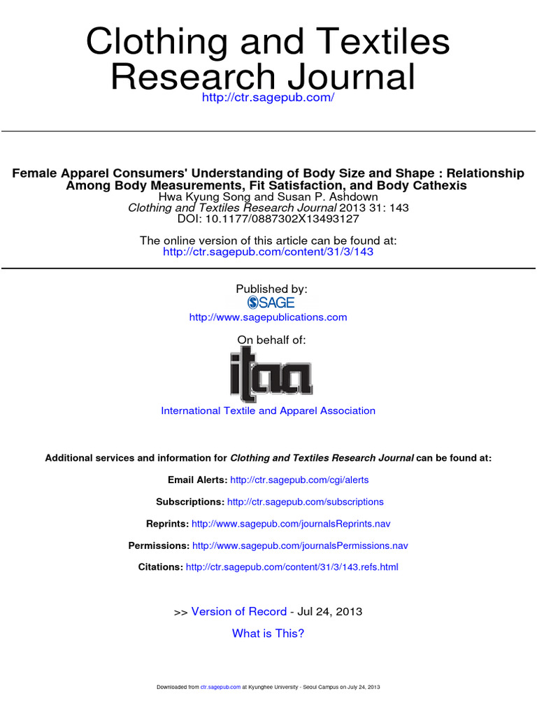 Song. Female Apparel Consumers Understanding of Body Size and Shape ...