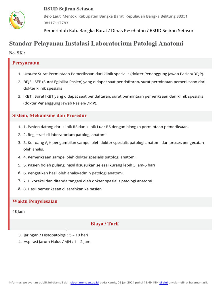 Unduh Standar Pelayanan - Standar Pelayanan Instalasi Laboratorium ...