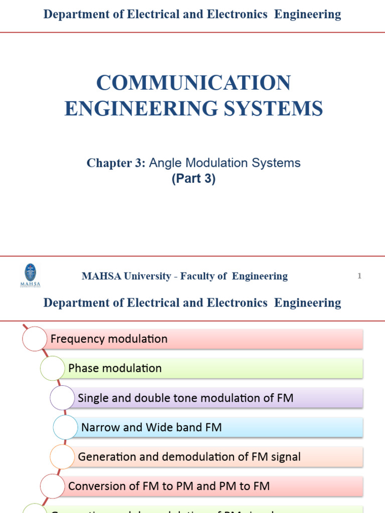 CES - Chapter 3 - Part 3 - Angle Modulation | PDF | Frequency ...