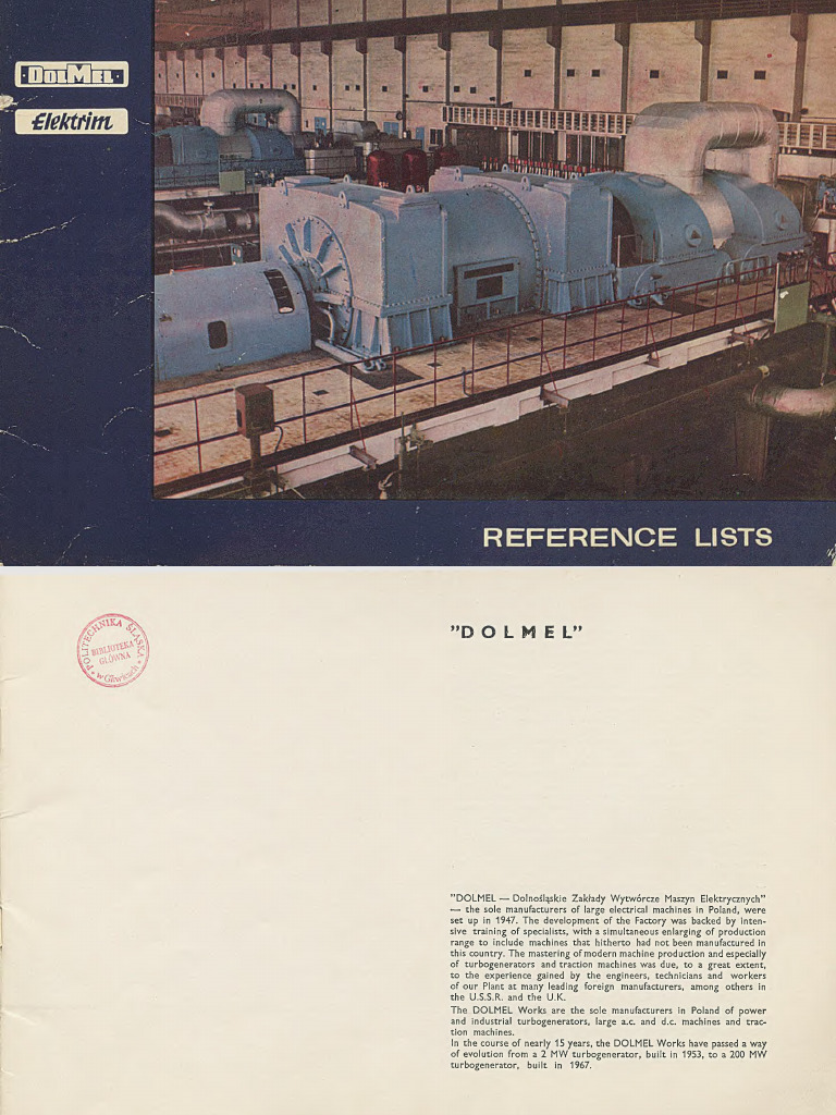 DOLMEL: Poland's Turbogenerator Experts | PDF | Electric Motor ...
