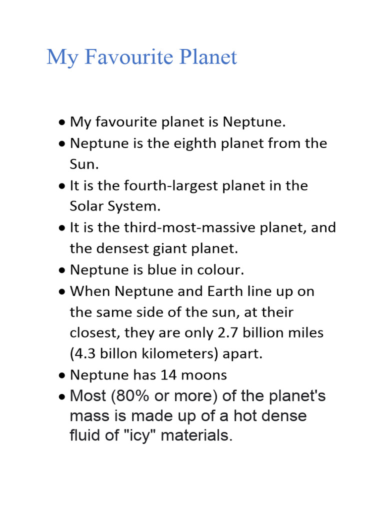 My Favourite Planet | PDF