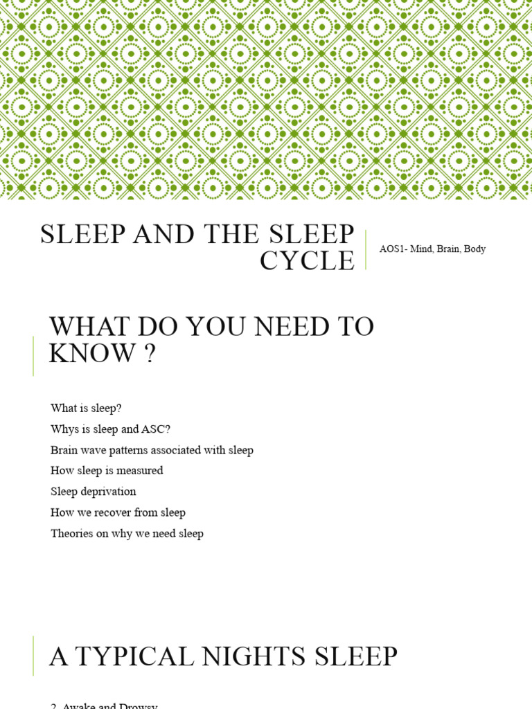 Sleep and The Sleep Cycle Revision | PDF | Sleep | Rapid Eye Movement Sleep