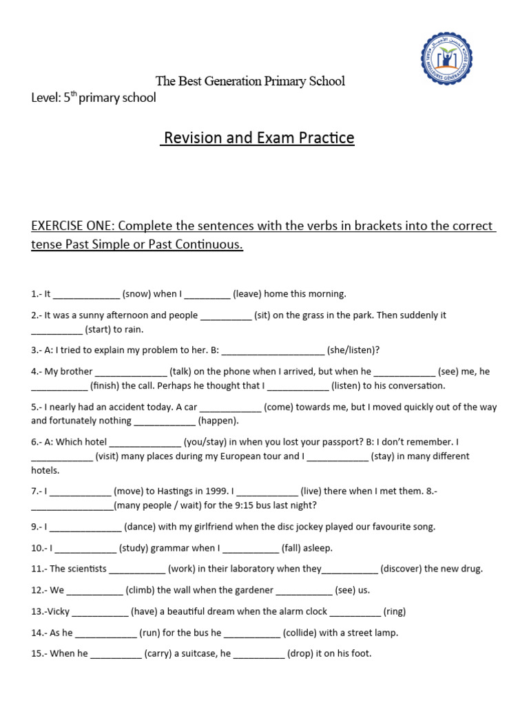 5th Grade English Revision Exercises | PDF | Stress (Linguistics ...