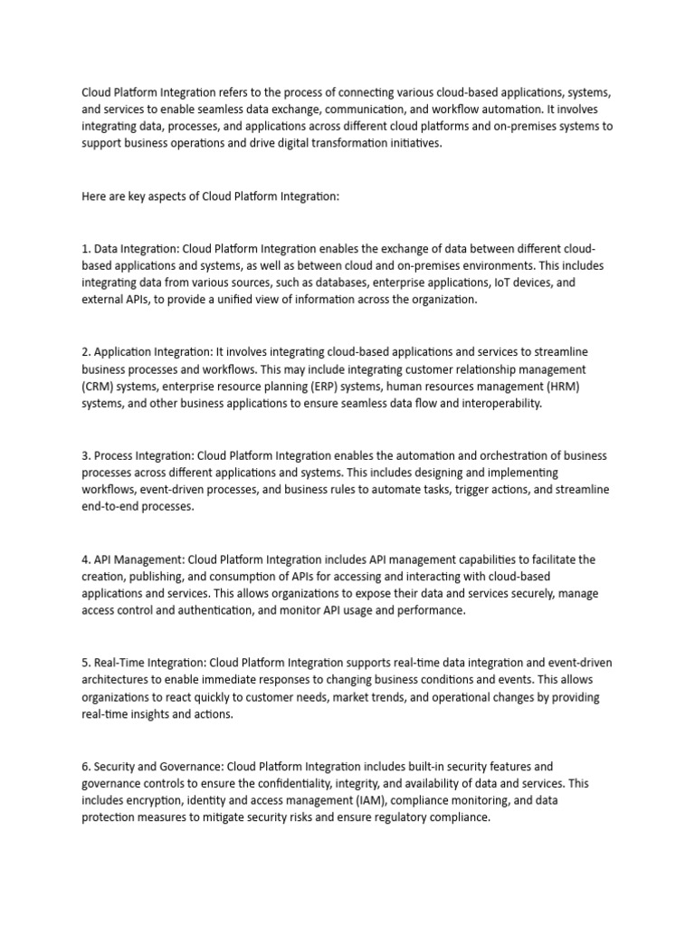 Cloud Platform Integration | Download Free PDF | Cloud Computing | Customer Relationship Management