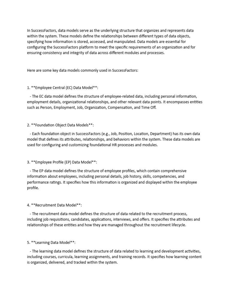 Data Models in SuccessFactor | PDF | Data Model | Recruitment