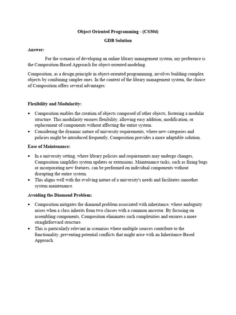 Cs 304 Gdb Solution Download Free Pdf Object Oriented Programming