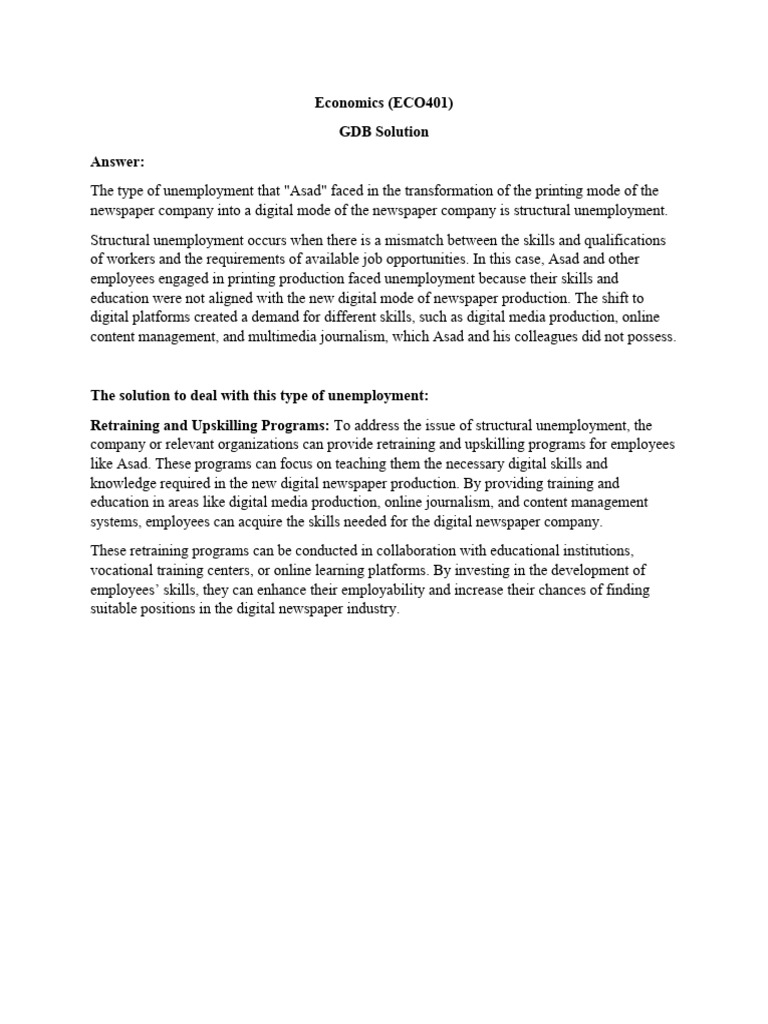 ECO401 GDB Solution | PDF