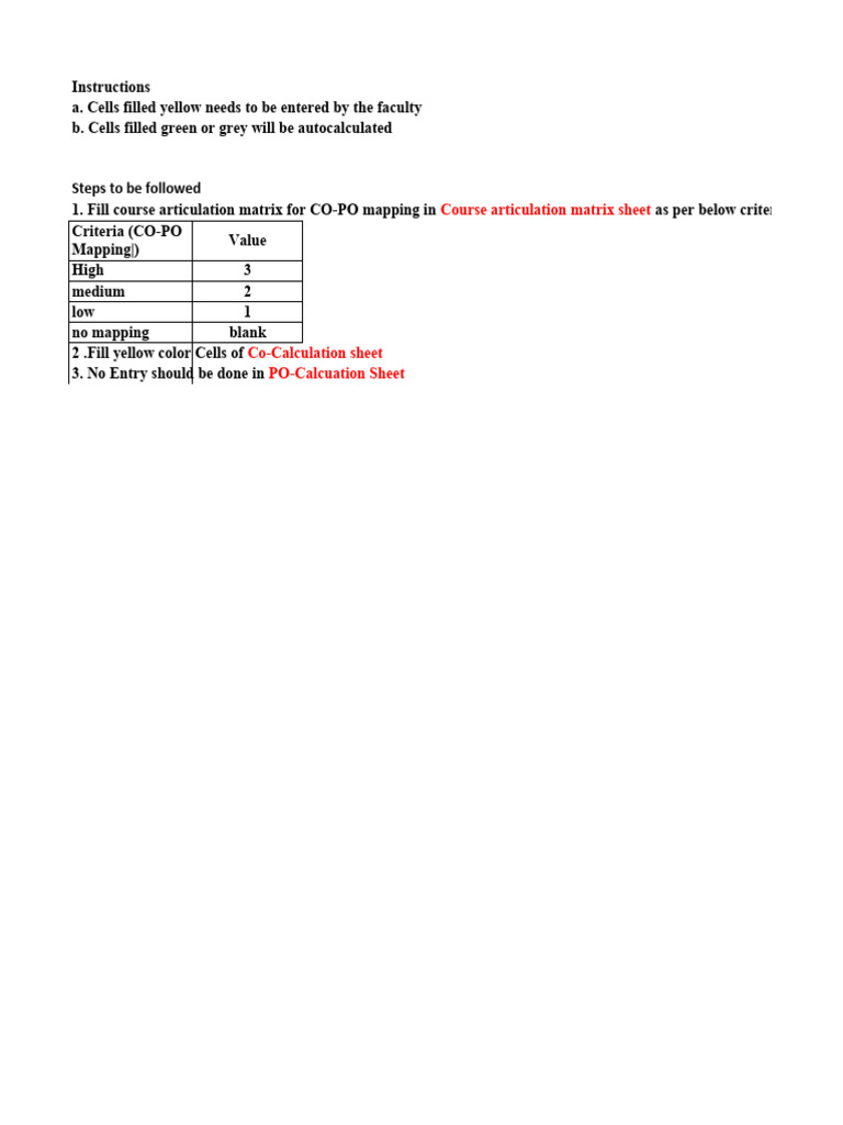 Excel File CO-PO Attainment For UG - RAC | PDF | Engineering | Knowledge