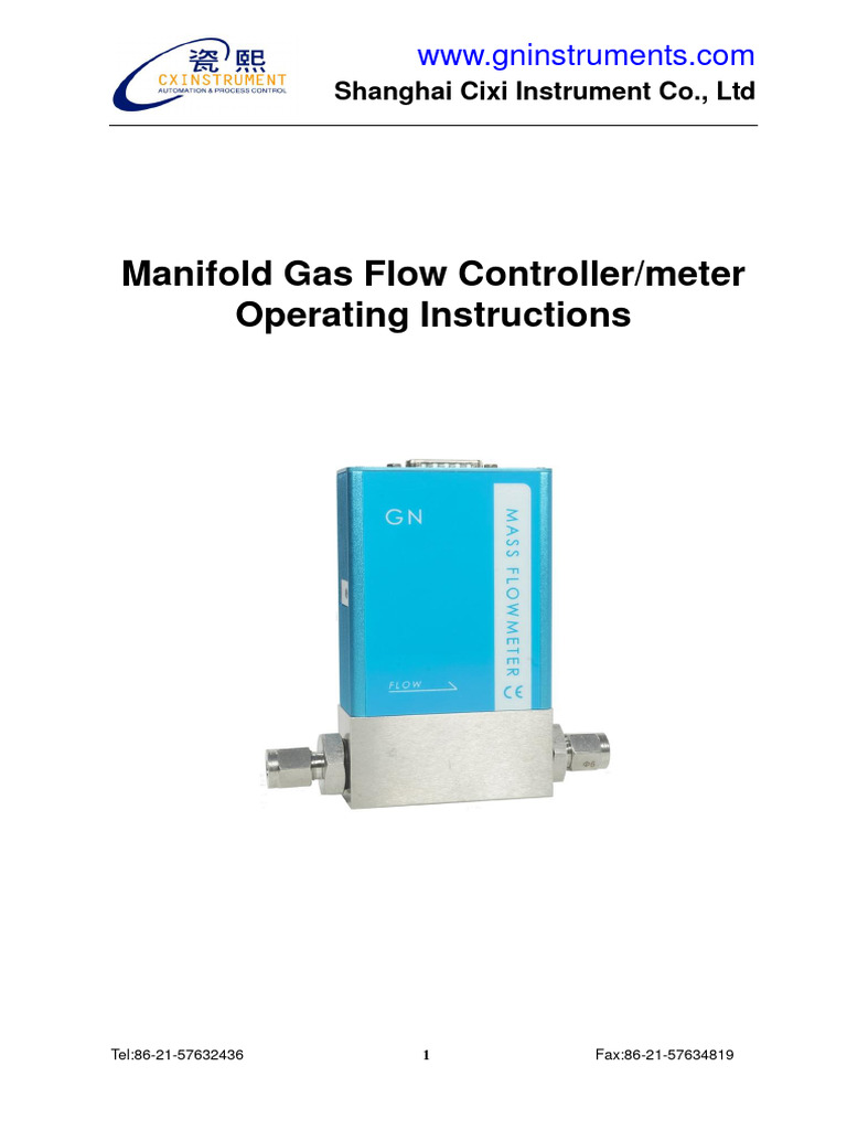ShanghaiCIXI Gas Flow Controller Meter Manual | Download Free PDF ...