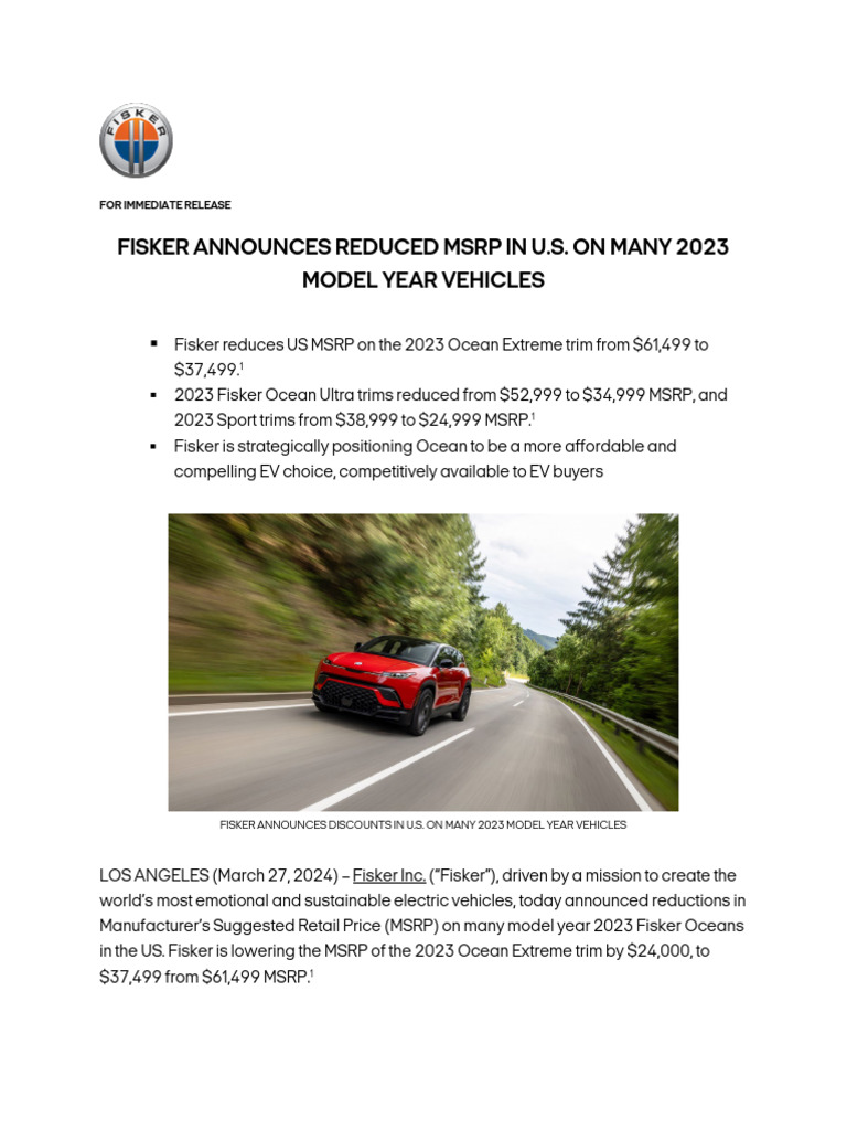 Fisker MY23 Price Reductions FINAL 3-US-En | PDF | List Price ...