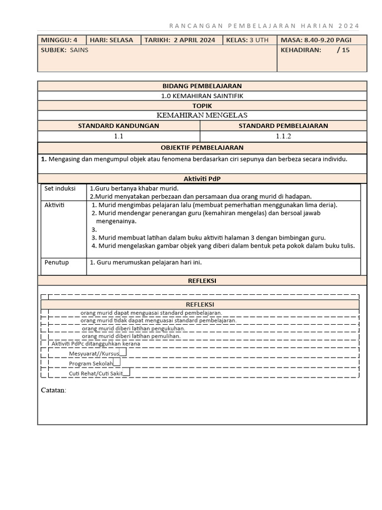 RPH MINGGU 4 2024 | PDF