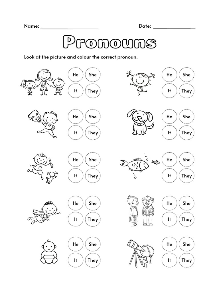 Pronoun Coloring Activity Worksheet | PDF | Art