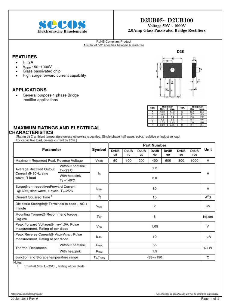 D2UB05 | Download Free PDF | Rectifier | Diode