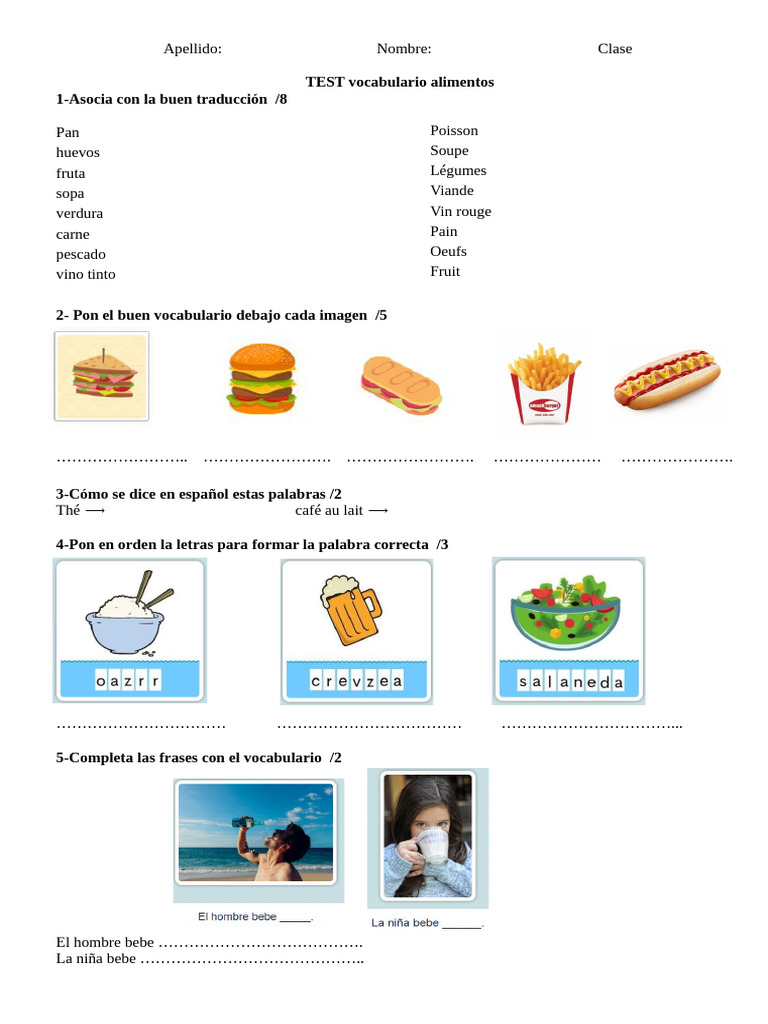 test alimentos | PDF