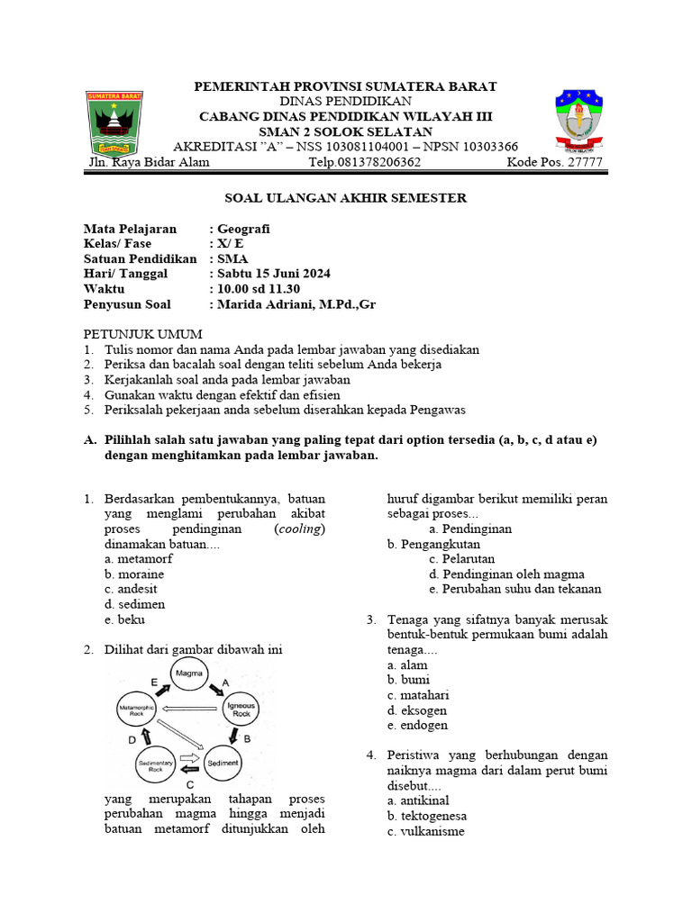 Soal Uas Kelas X Merdeka 2024 | PDF